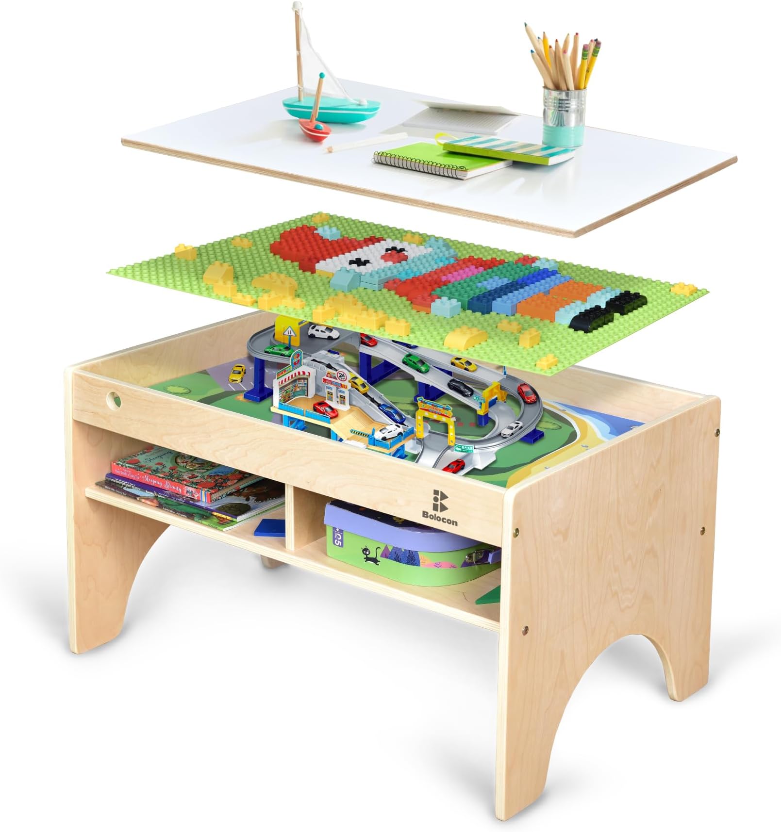 Amazon.com: Beka Train Table with Top and Two Trundles : Home & Kitchen