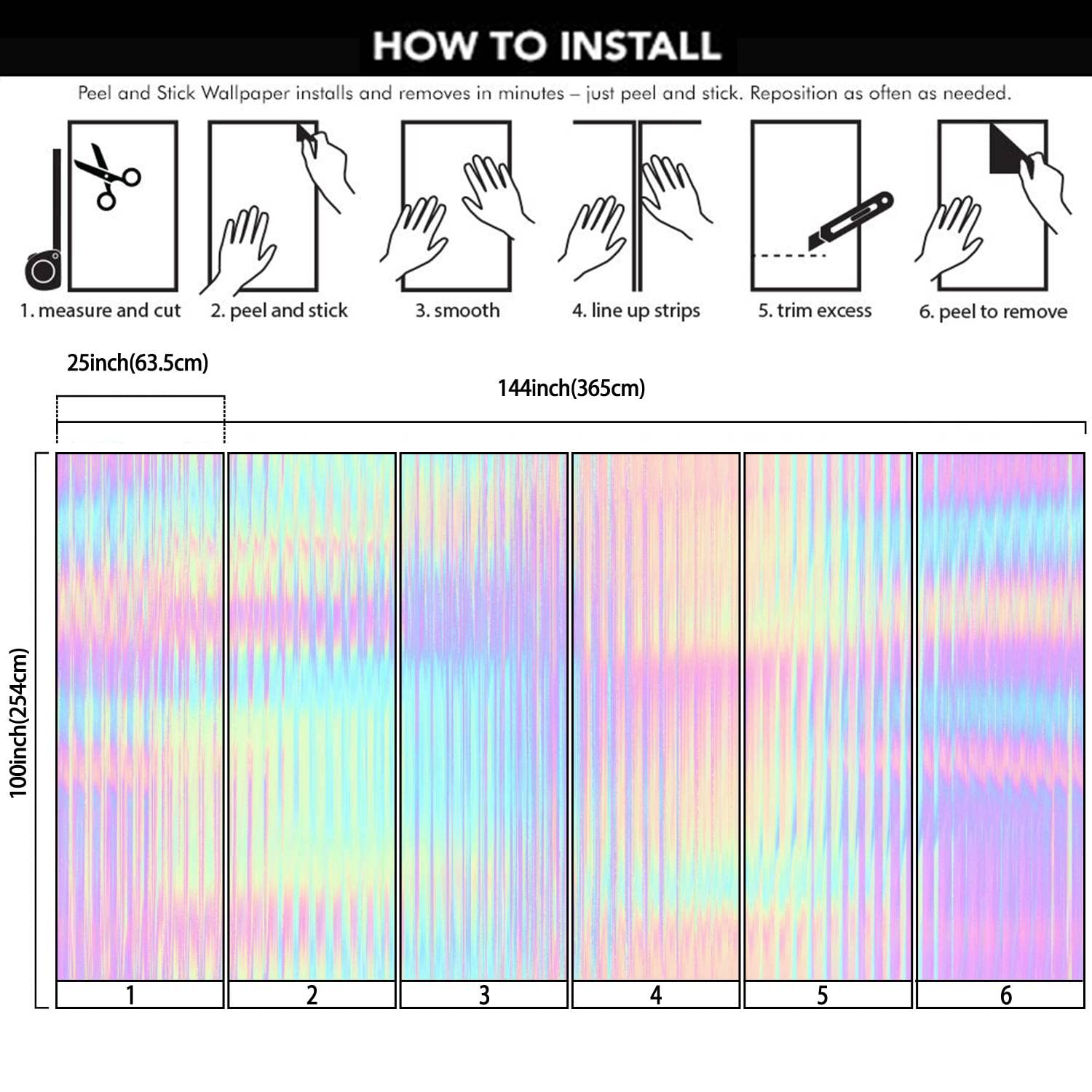 Modern Wallpaper Murals 3D Seamless Trendy Iridescent Rainbow ...