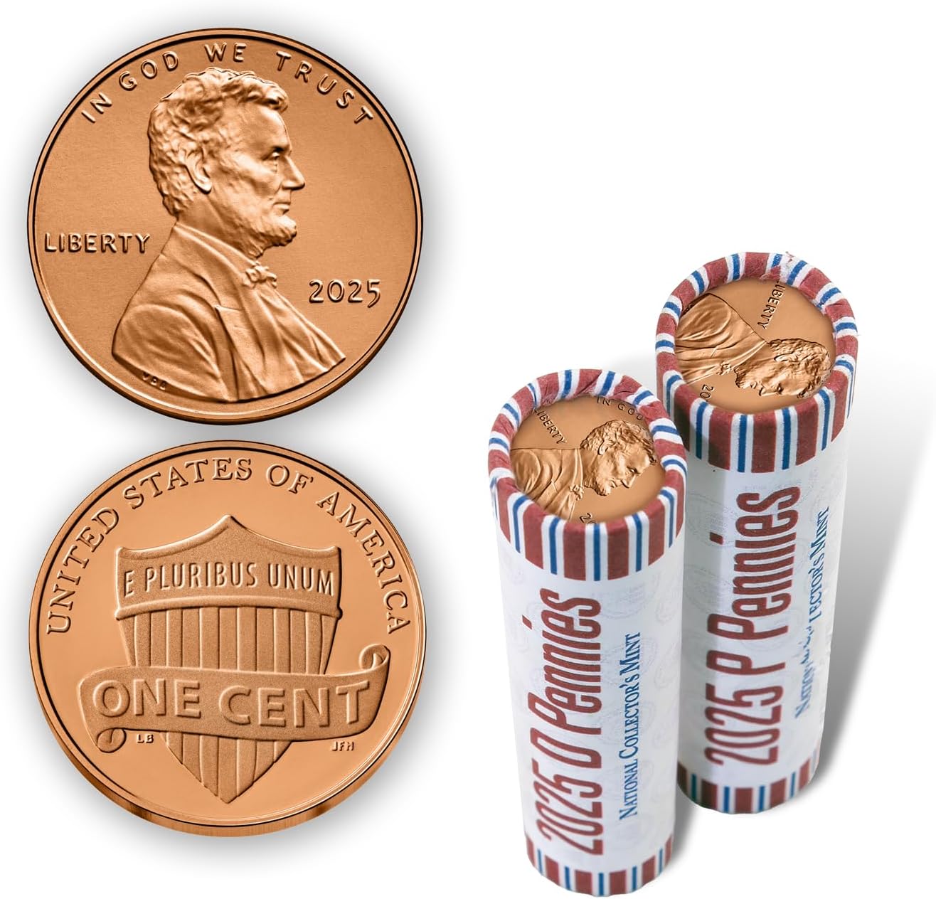 Amazon.com: 2025 Pennies Two Roll Set - One P/One D - Uncirculated, 100 ...