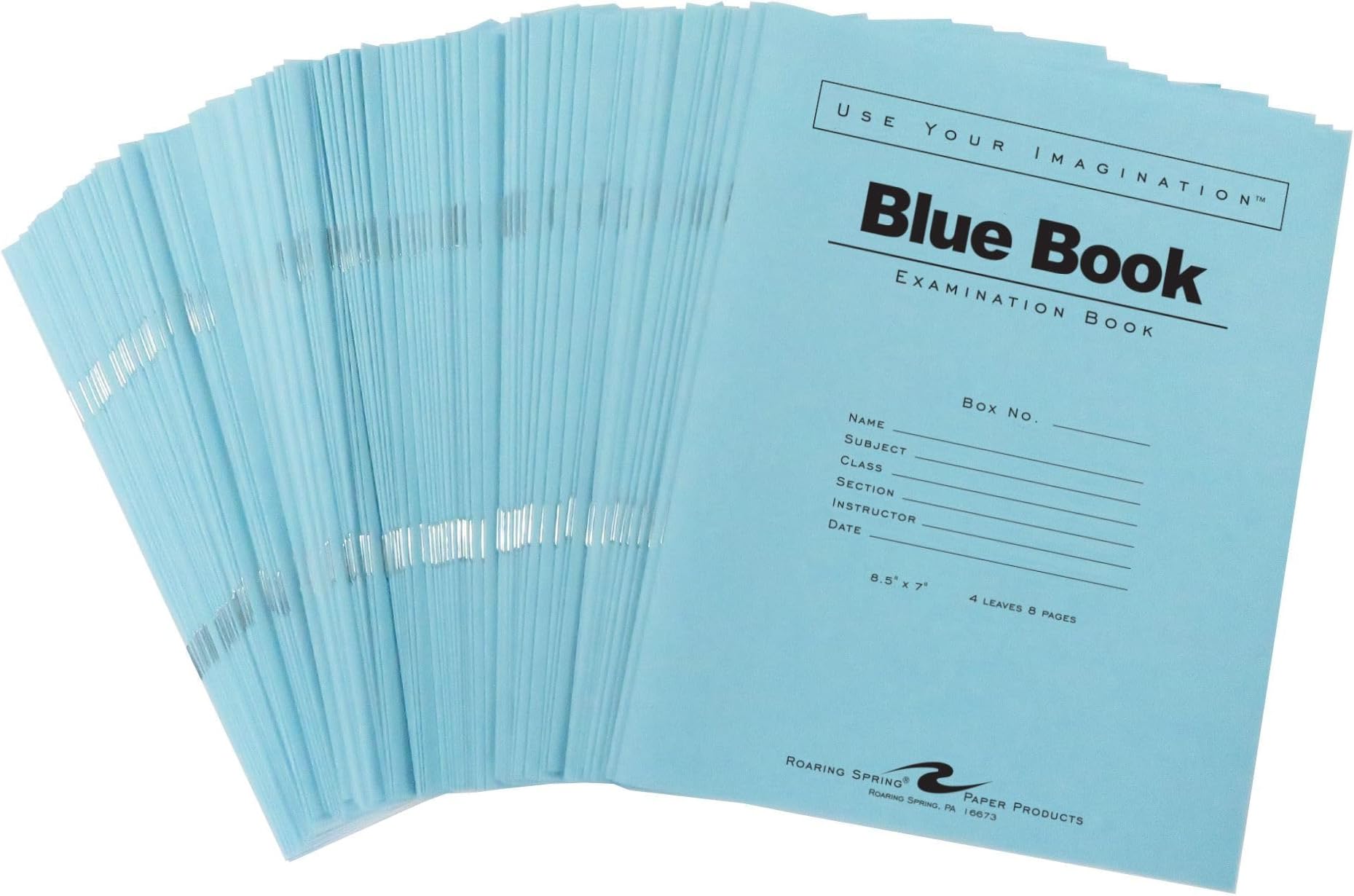 Amazon.com : TestingForms.com 8.5" x 7" Examination Blue Book 8 Sheets ...
