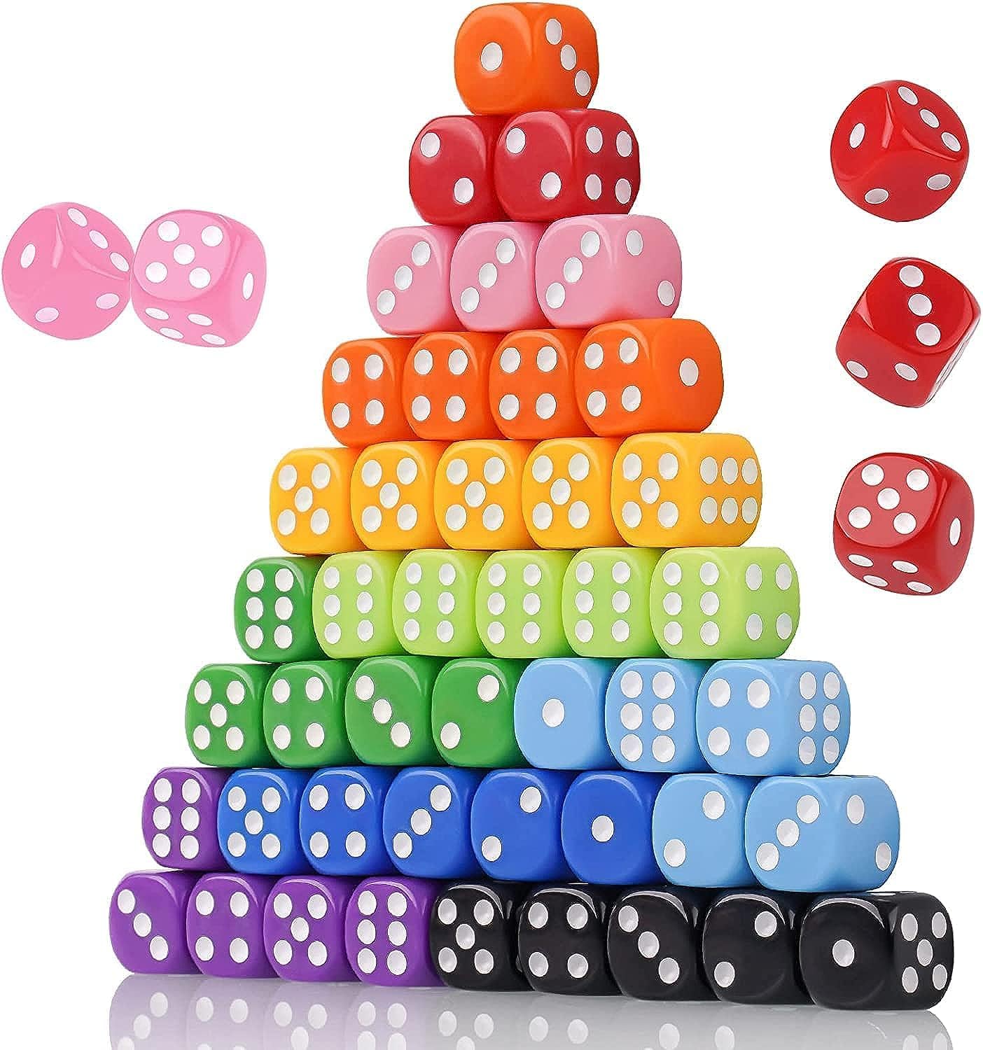 50PCS 16MM Game Dice Set, 6-Sided Solid Vintage Colors Standard Round ...