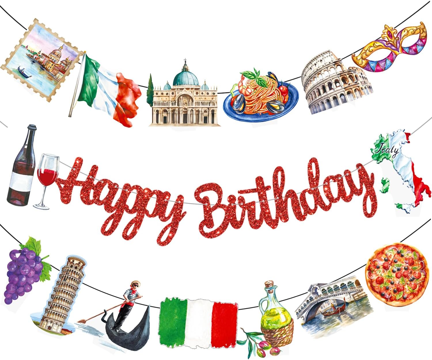 Amazon.com: Italian Happy Birthday Banners Italy Birthday Party ...