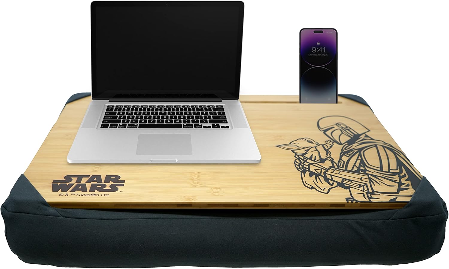 Amazon.com: Yogibo Traybo Pro Star Wars Mandalorian Bamboo Top Lap Desk ...