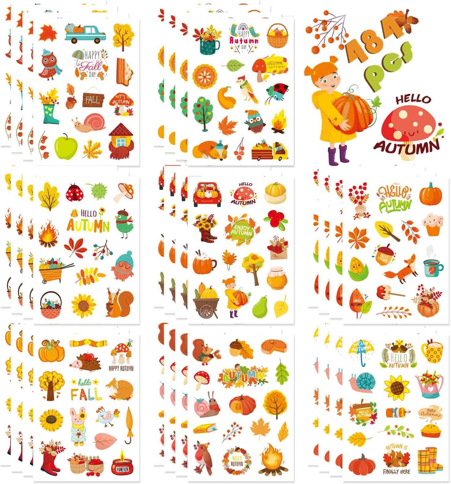Amazon.com: Hello Fall Stickers 484 PCS Autumn Stickers for Kids ...