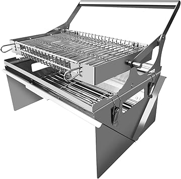 Amazon.com: Portable 360°Rotating Charcoal Grill with Flipping Basket - 304 Stainless Steel ...