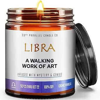 Amazon.com: 33RD PARALLEL CANDLE CO. Libra Zodiac Candle, Vanilla Scent ...