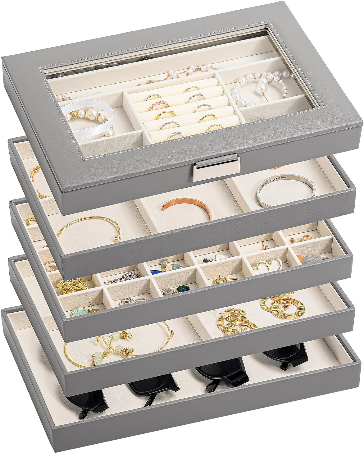 Amazon.com: ProCase 5 Layers Stackable Jewelry Tray Box, Stackers ...
