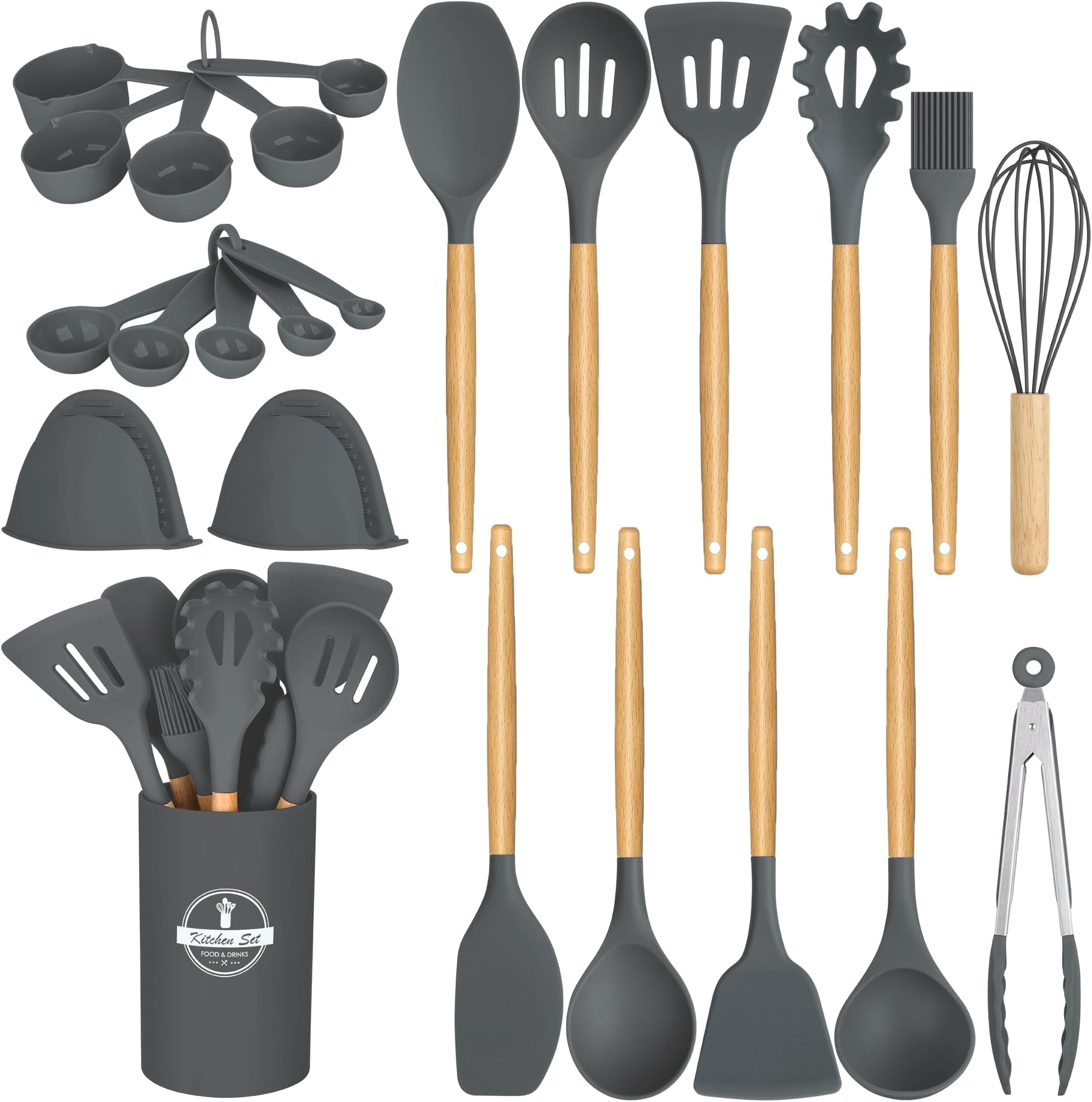 Amazon.com: Silicone Cooking Utensils Set - Silicone Kitchen Utensils ...