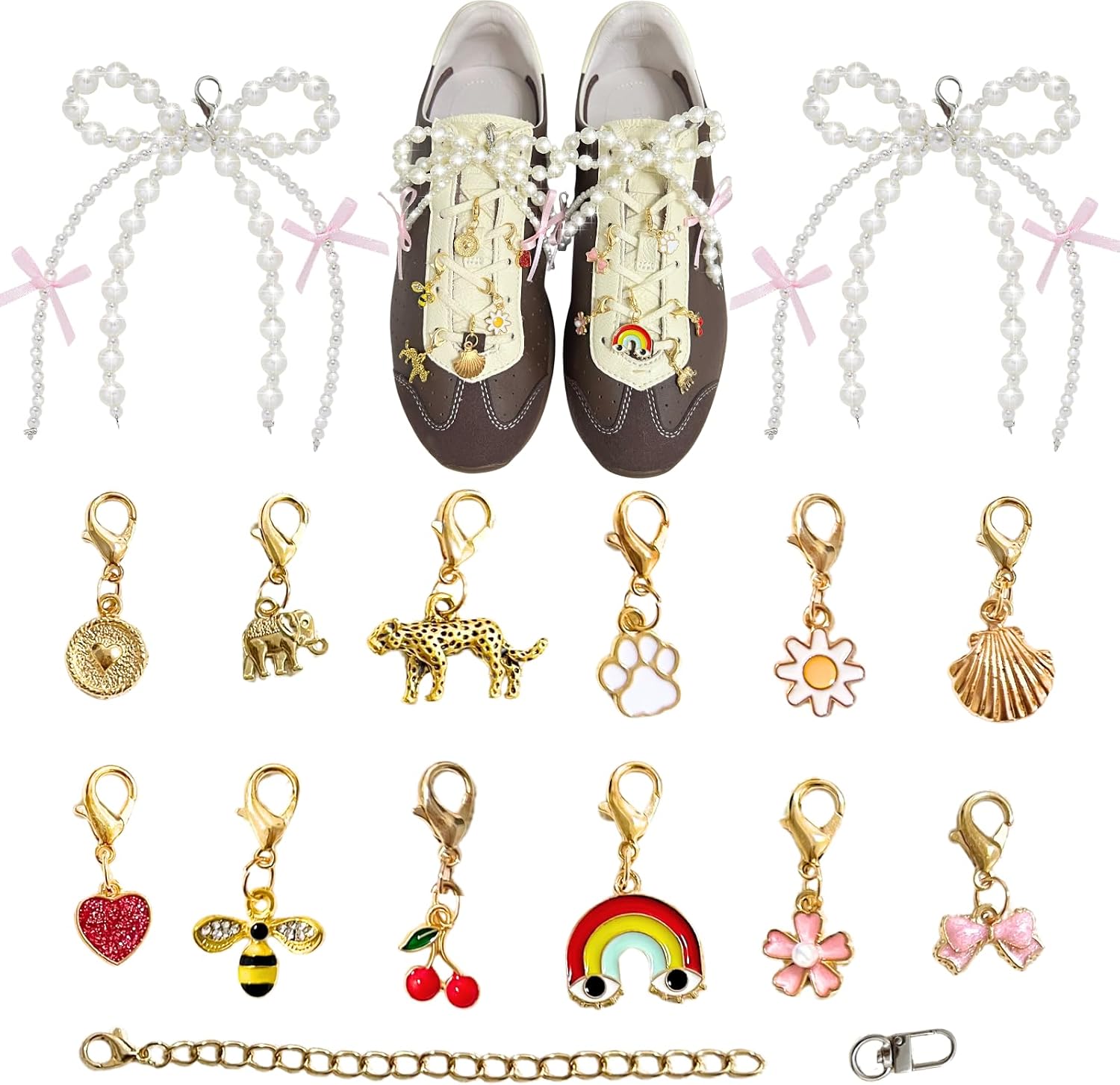 Amazon.com: Romukuku 14Pcs Shoe Charms for Sneakers, Pearl Bow Shoe ...