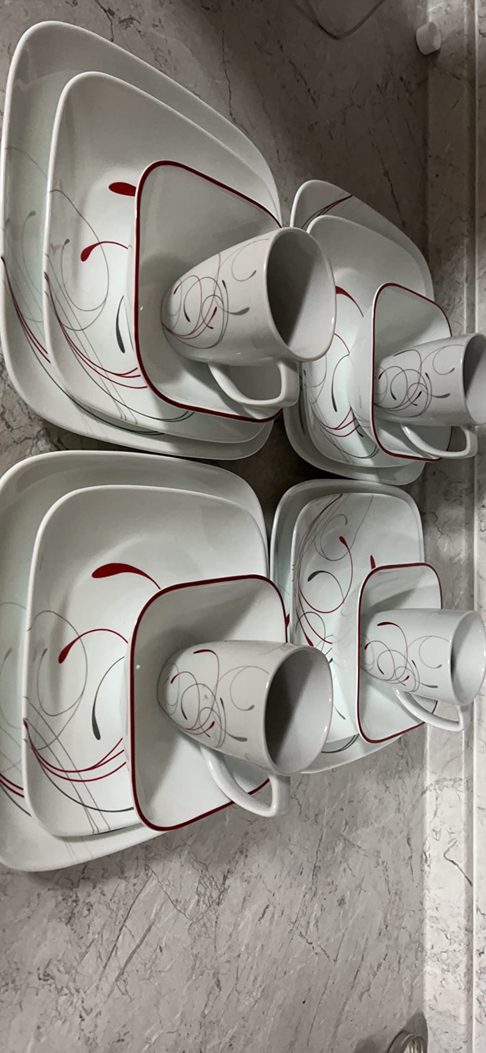 Corelle Square 16-Piece Dinnerware Set, Timber Shadows, Service for 4 ...