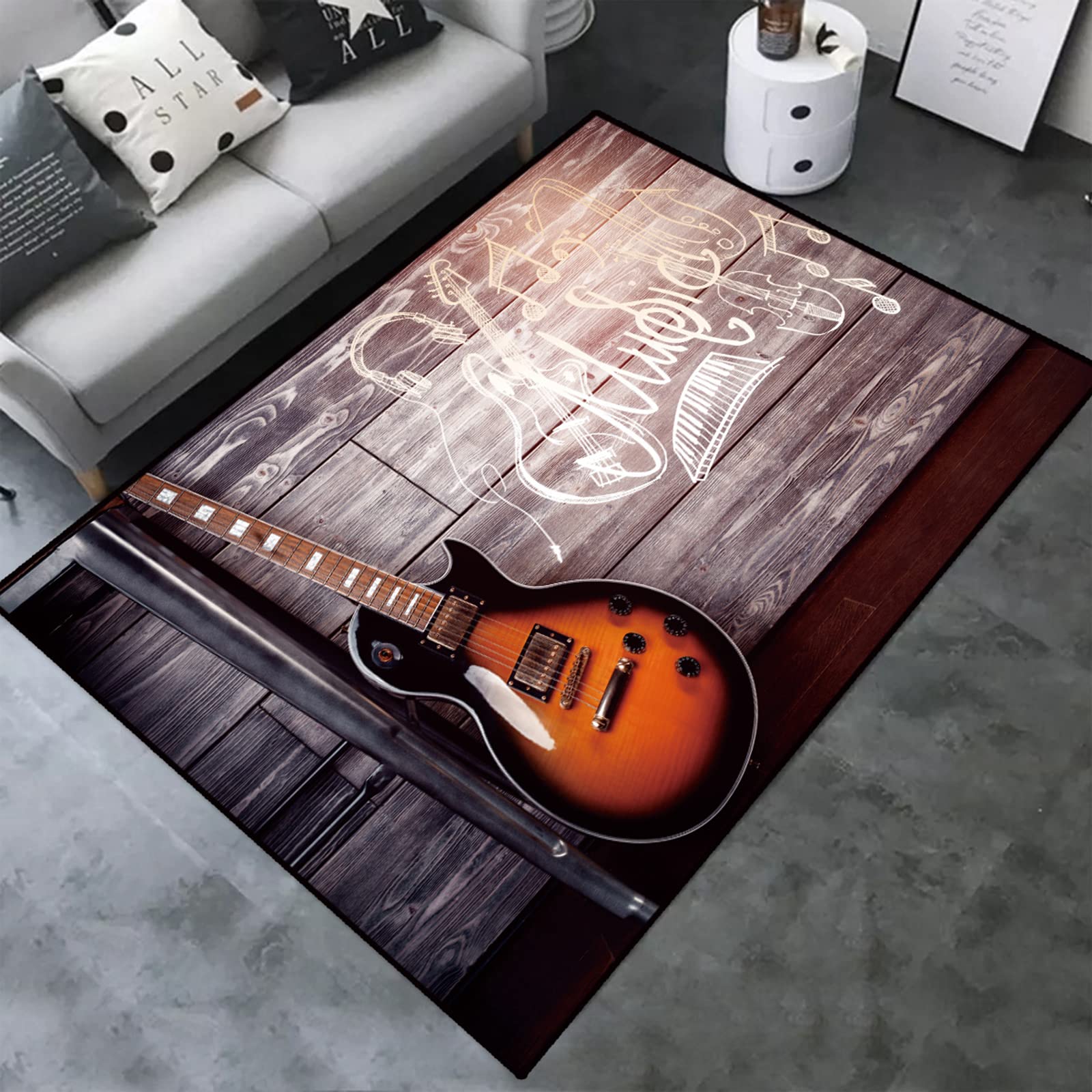 Burning Guitar Music Movie Pattern Area Rugs Music Lover Carpet Comfort ...
