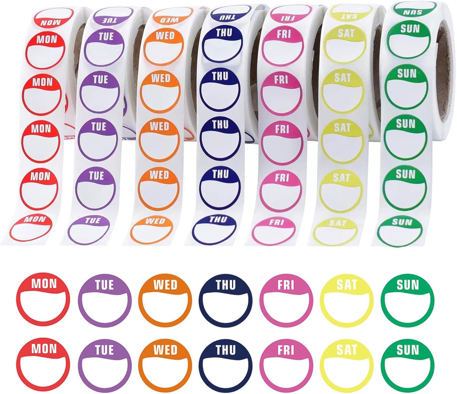 Days of The Week Stickers, 3500pcs Day Dots Food Labels Stickers Date ...