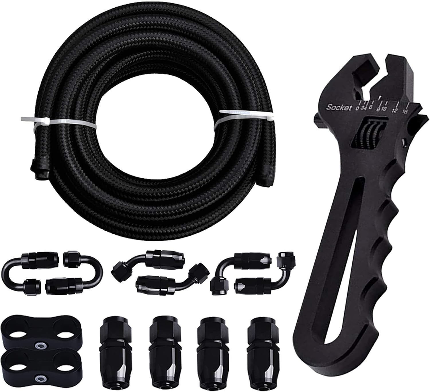 Amazon.com: EVIL ENERGY 20FT 6AN Nylon Braided CPE Fuel Line Fitting ...