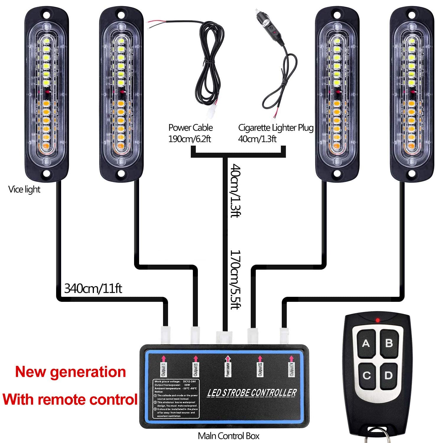 Snapklik.com : EASE2U E Led Warning Lights, 4pcs Emergency Warning ...