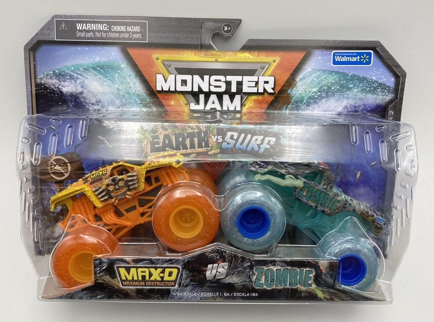 Amazon.com: Monster Jam Earth vs Surf [Max D and Zombie] 1:64 Scale ...