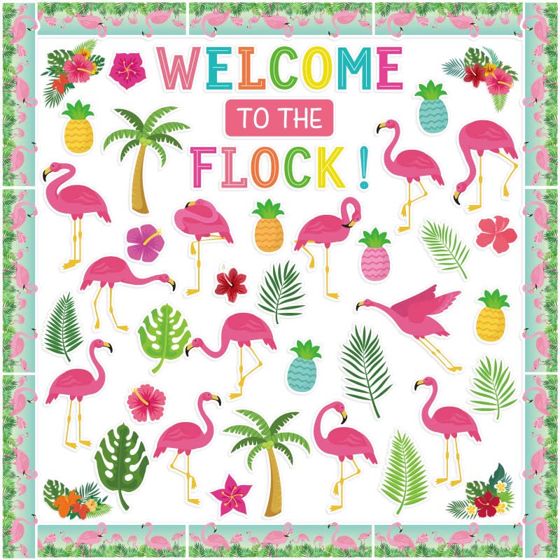 Snapklik.com : AsodSway 144Pcs Summer Flamingo Cutouts Student Back To ...