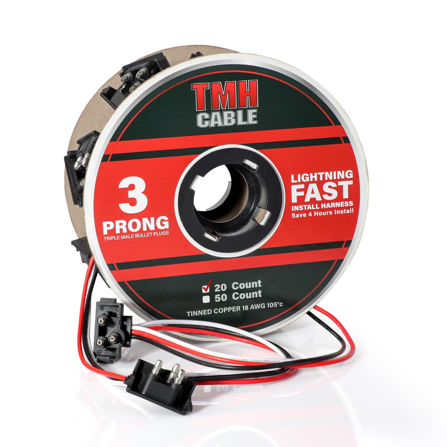 Snapklik.com : TMH Continuous 3 Prong Right Angle Plug 20 Count 10-inch ...