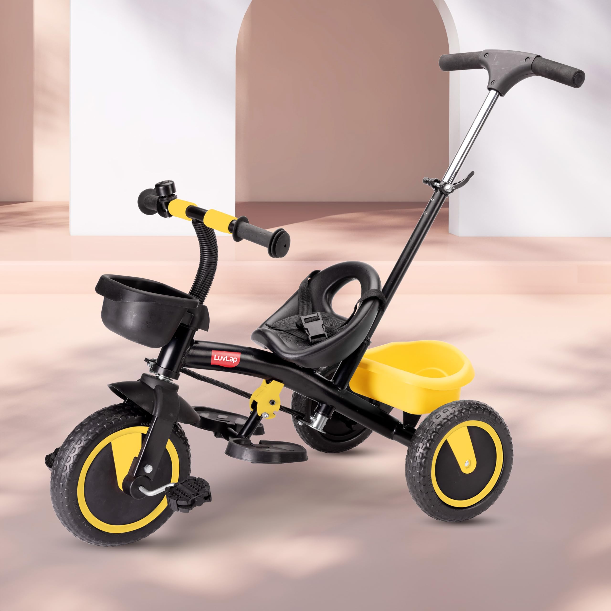 Luvlap Elegant Lite Kids' Tricycle with Push Bar, Full Metal Frame ...