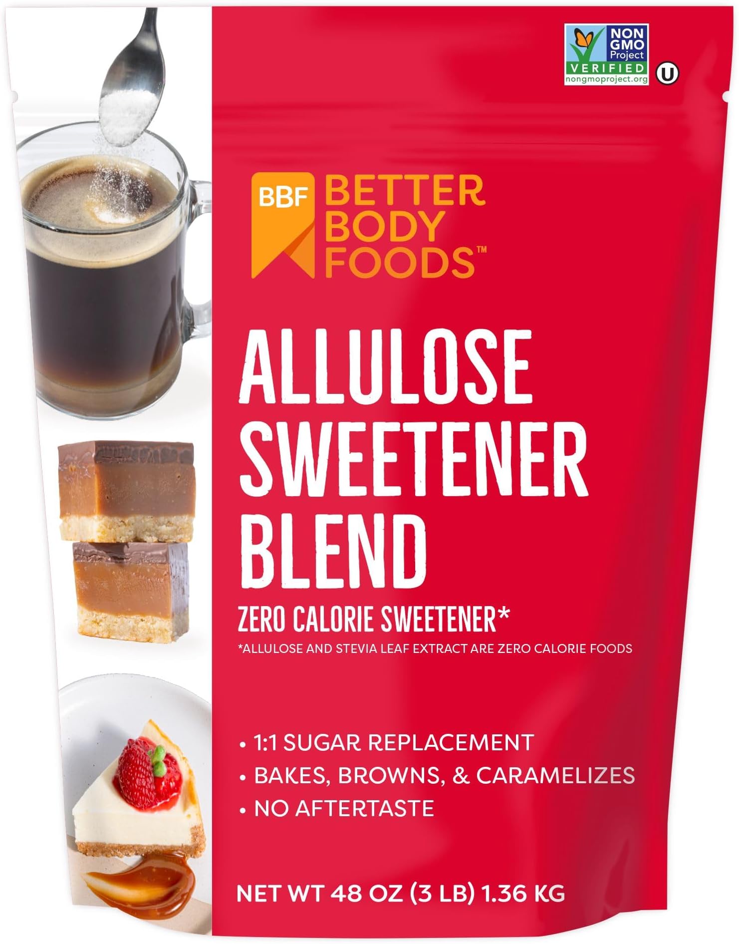 Amazon.com : BetterBody Foods Allulose Sweetener 3 LB Bag - Zero ...