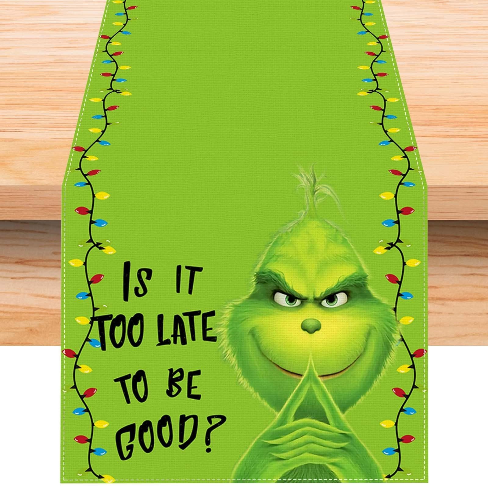 Amazon.com: Linen Grinch Christmas Table Runner 72 Inches Long Grinch ...