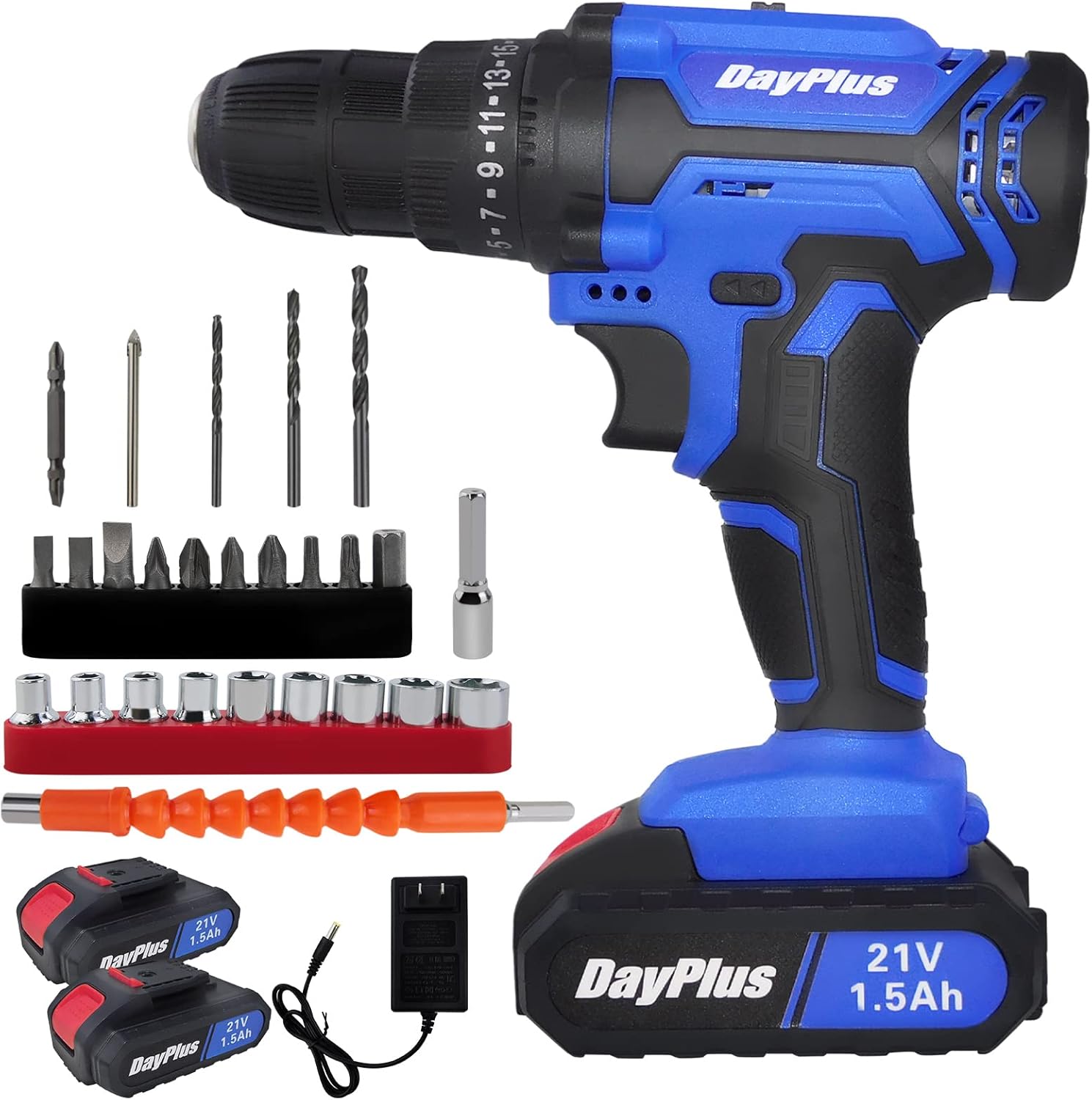 Amazon.com: 21V Cordless Drill with 2 Batteries and Charger, 3/8 ...