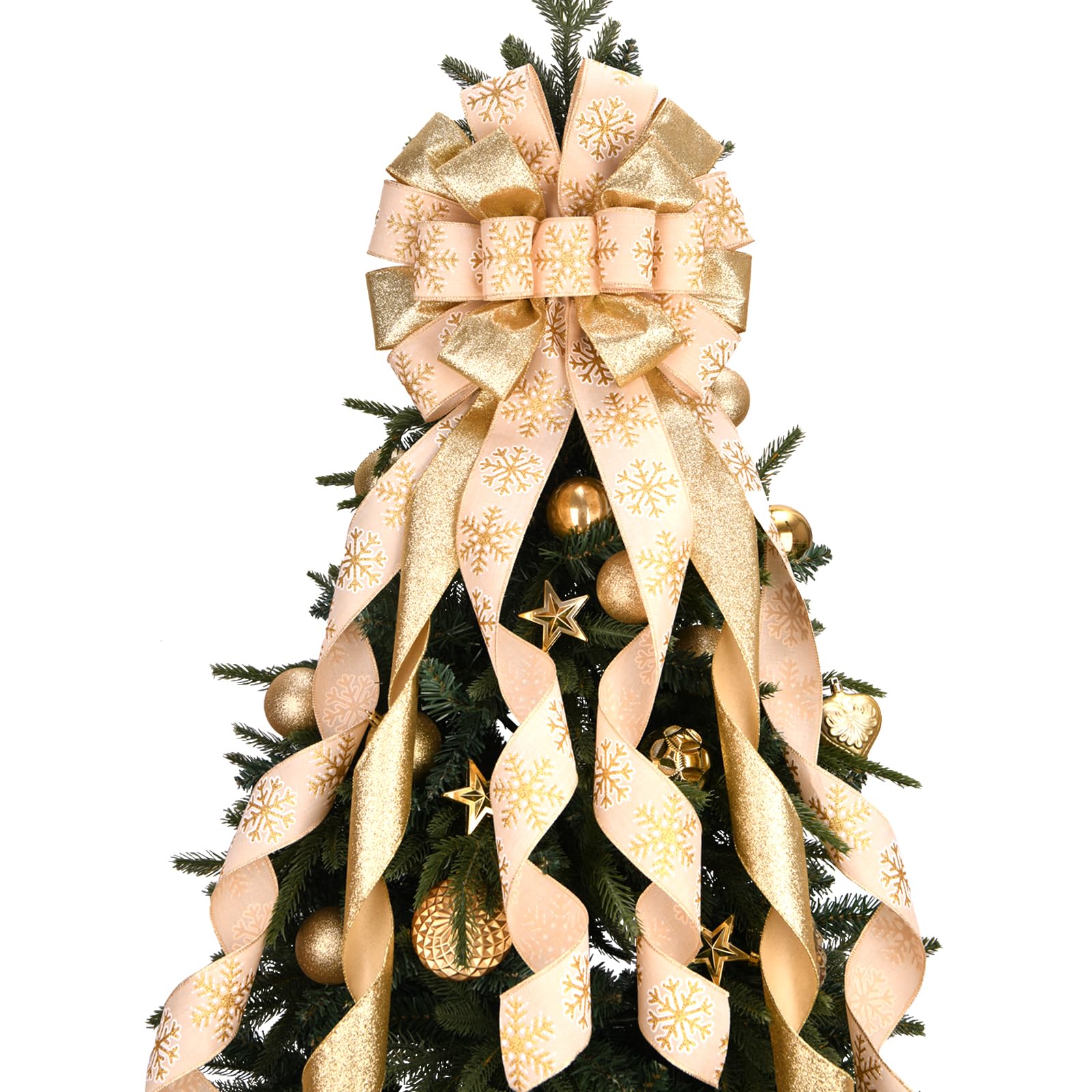 Amazon.com: Christmas Tree Topper Christmas Wreath Bow 45x12 Inches ...