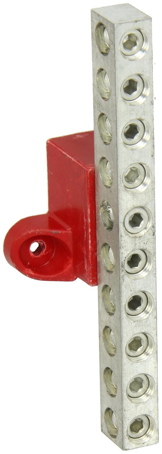 NSI GBA20-10 Isolated Ground Bar, Aluminum 2/0-14 Wire Range, 2.13 ...