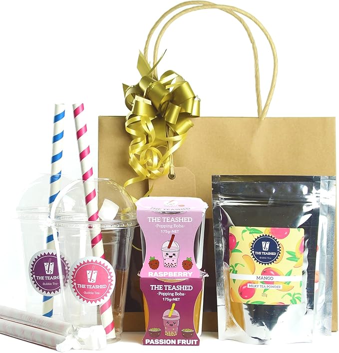 Bubble Tea Kit Powder Gift Set With 6 Servings | Powder + Boba Set ...