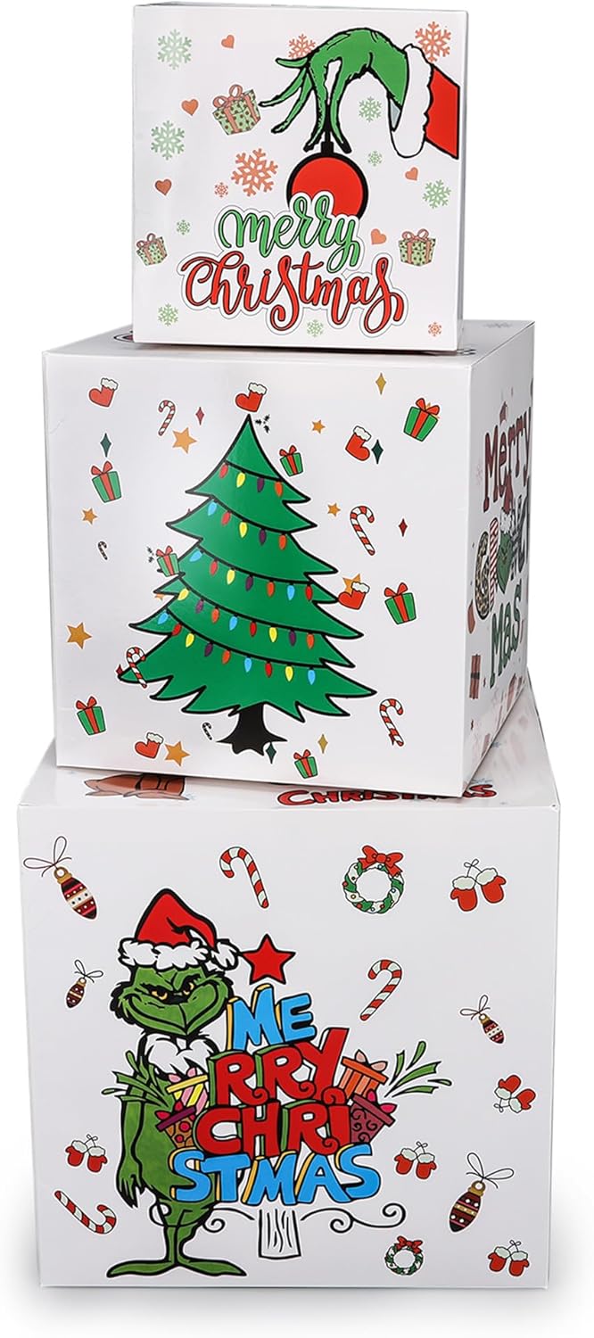 Amazon.com: 3 Pcs Christmas Nesting Gift Boxes，Christmas Stackable Gift ...