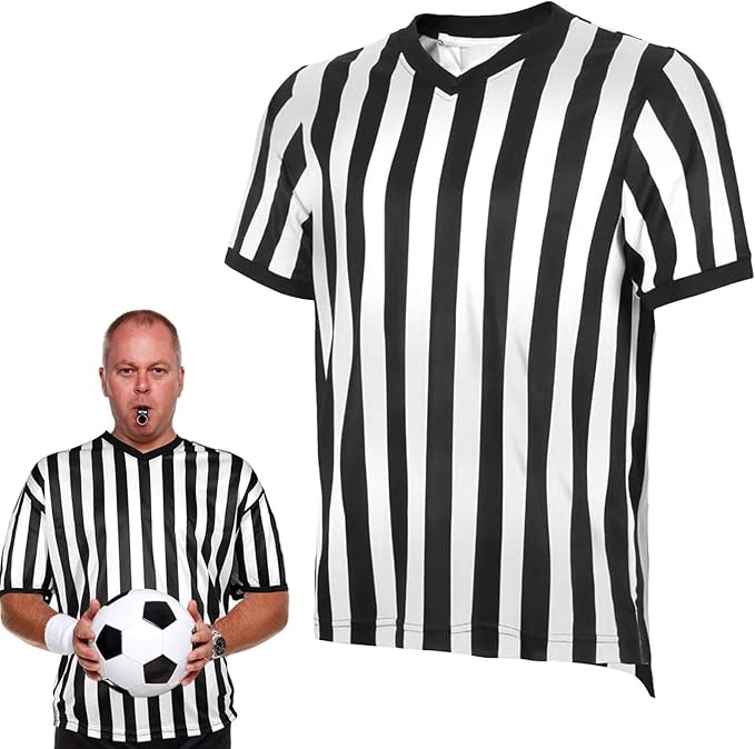 ZCSXK Chemise d'arbitre,Costume d'arbitre à Rayures Noires et Blanches ...