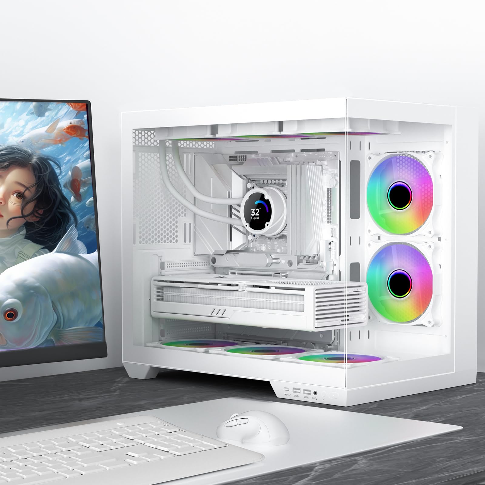 Snapklik.com : SevenHero ATX PC Case, 5 ARGB Fans, Type-C Port, 270 ...