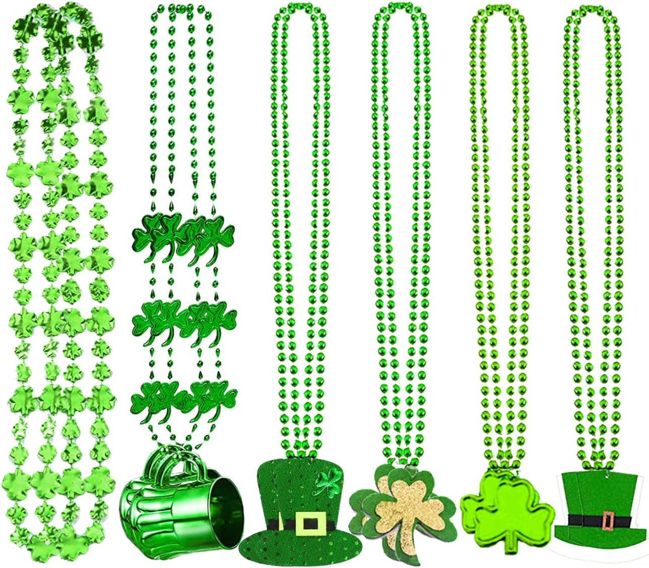 Amazon.com: VOSTOR 12 Pieces St Patricks Day Beads Necklace Green ...