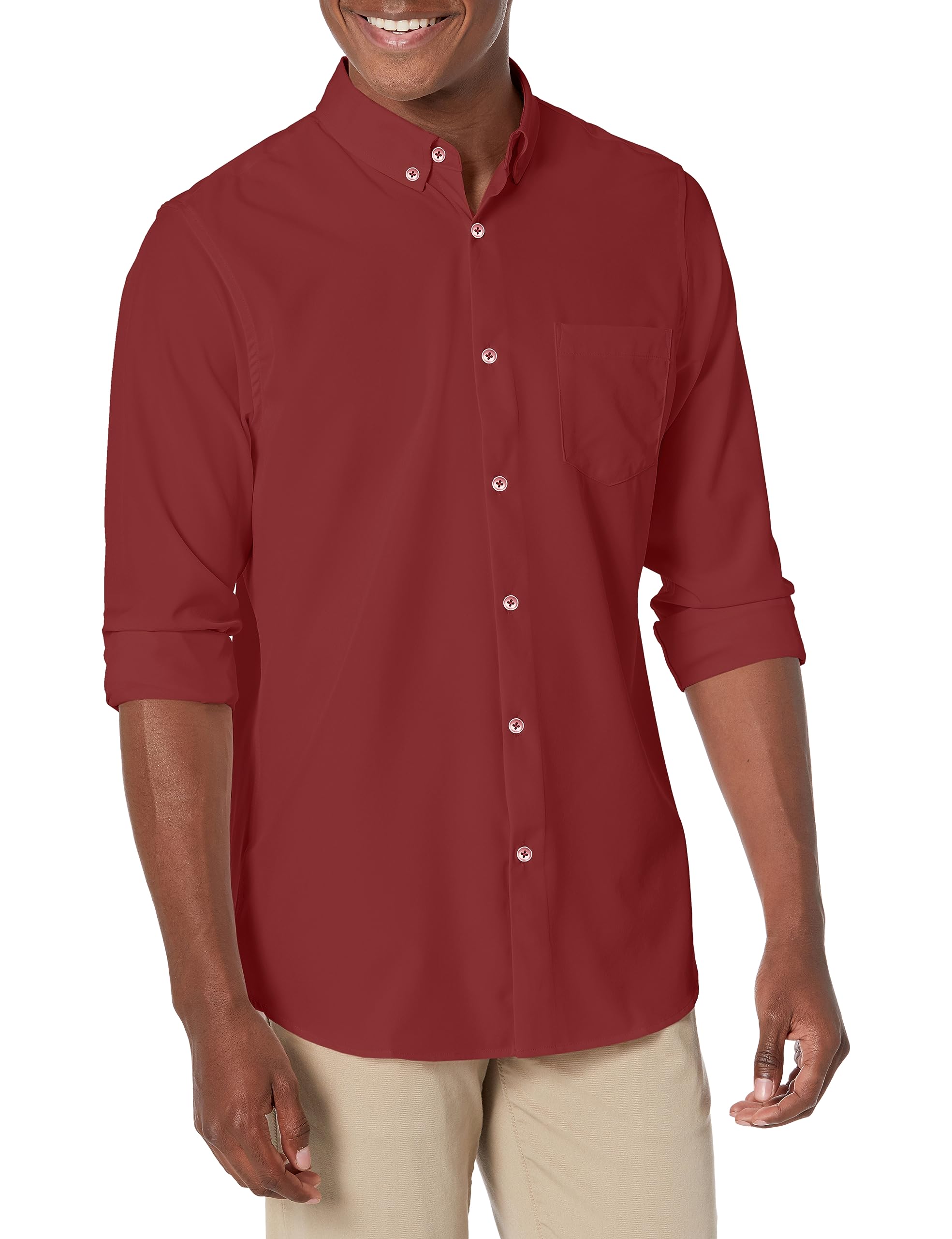 Amazon.com: a.x.n.y Men's Slim Fit Super Stretch Solid Button Down ...