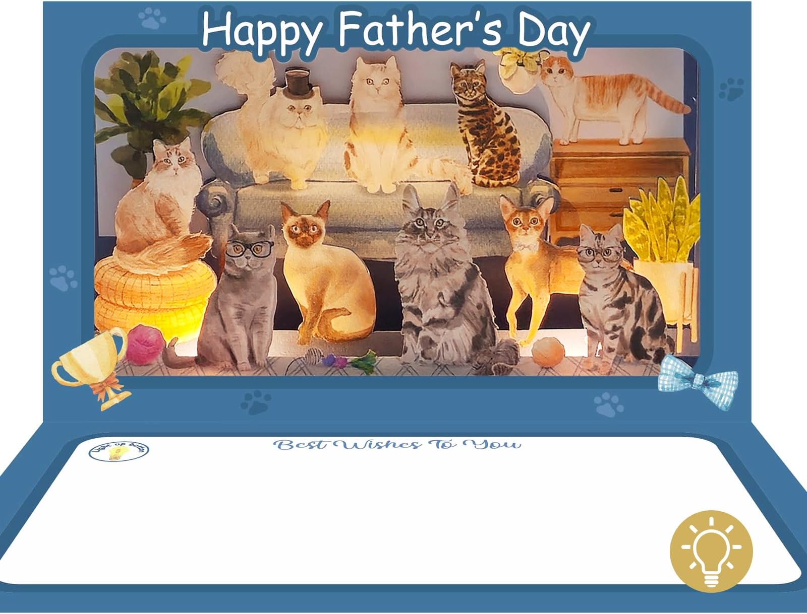 Amazon.com : OJsensai Happy Fathers Day Card, You Are The Best Cat Dad ...
