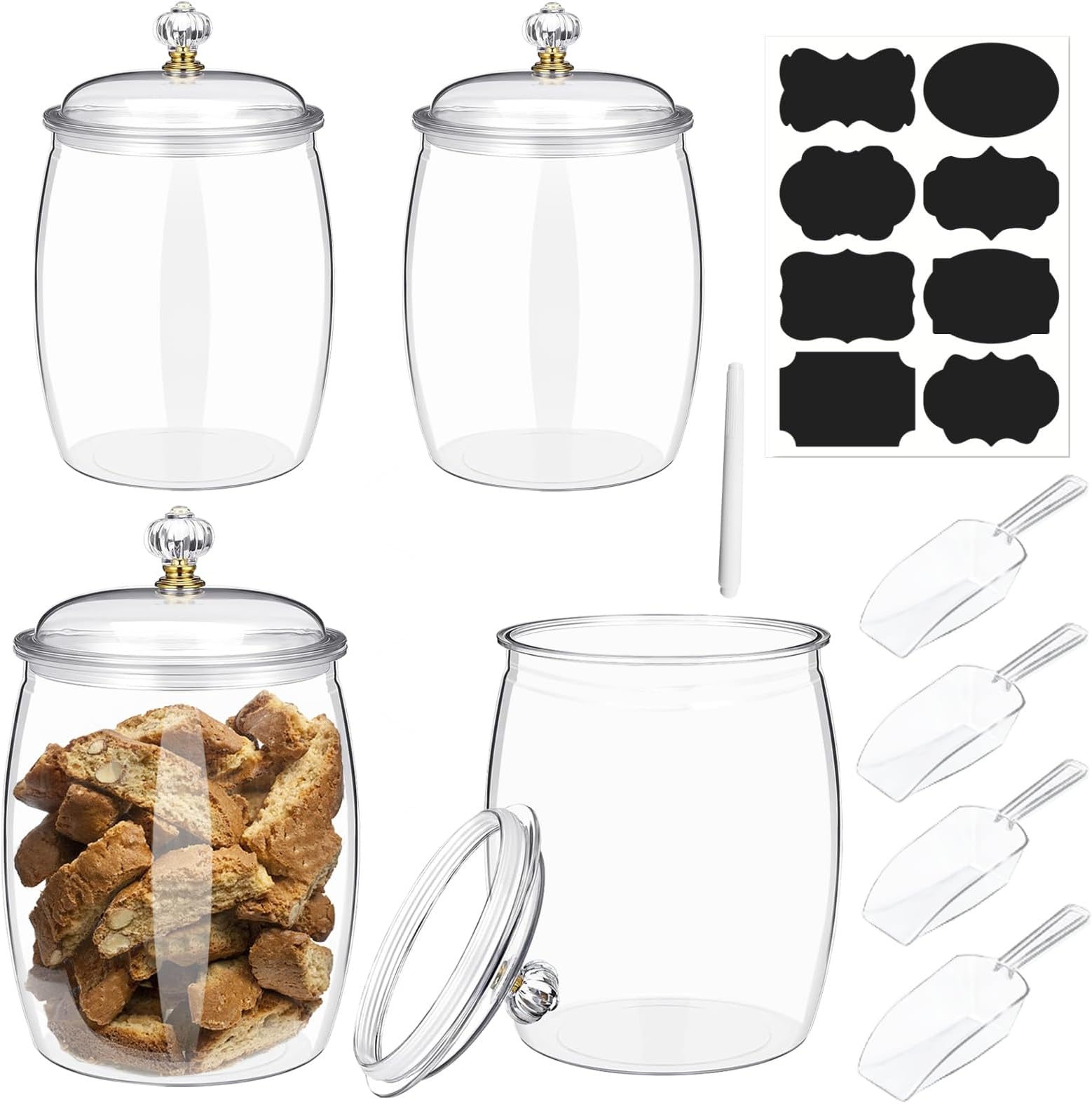 Amazon.com: 2 Pcs 1 Gallon Candy & Cookie Jar Plastic Jars with Lids ...