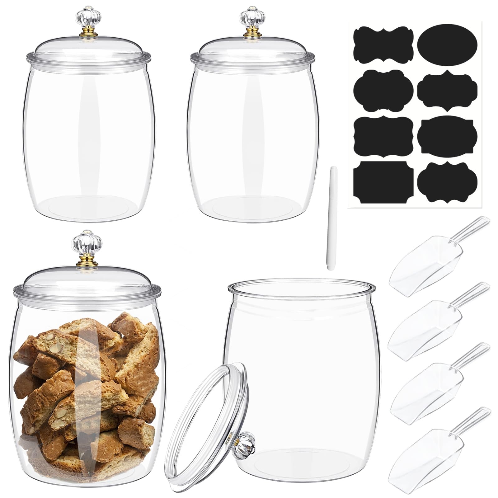 Amazon.com: SENONAPO 6 Pcs 64 oz Candy and Cookie Jar with Lids 6 ...