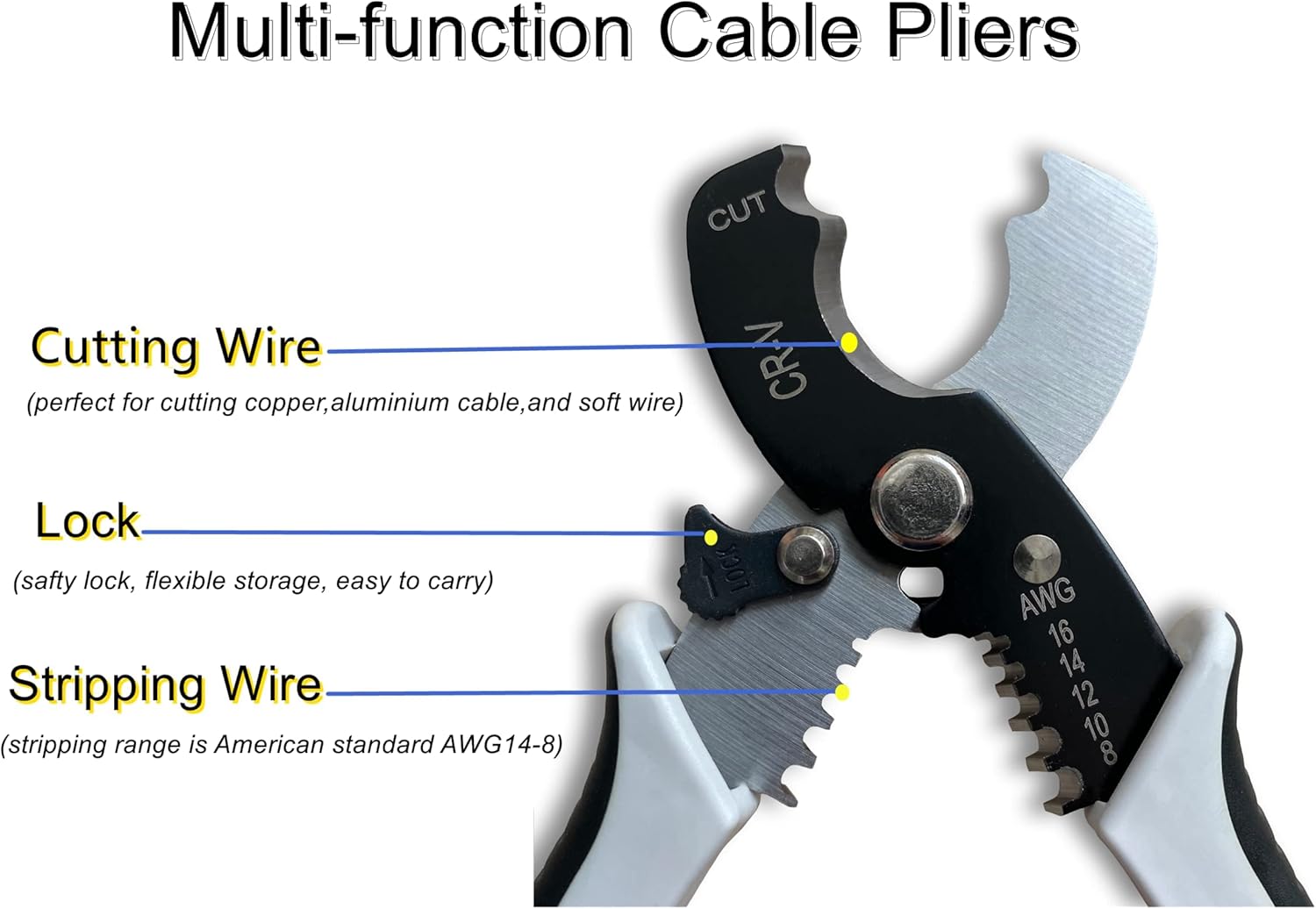 Wire Cutters Stripper, BOOSDEN 8 inch Cable Cutters, Awg Wire Cutters ...