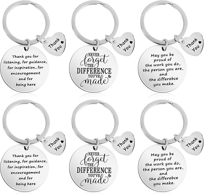 Amabro 6Pcs Thank You Keychain, Appreciation Keychain Gifts Thankful ...