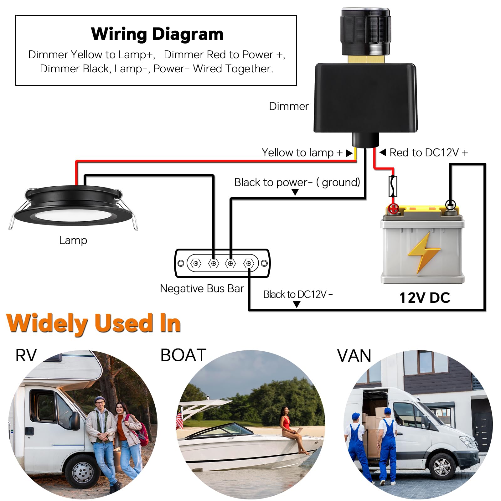 Snapklik.com : Obeaming Aluminum 12V Dimmer Switch 6A RV Dimmer Switch ...