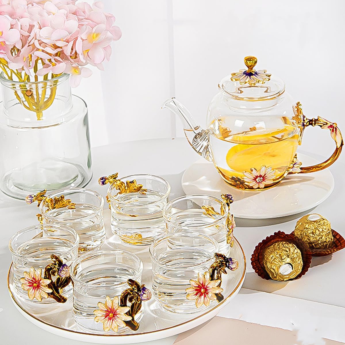 Amazon.com: Fancy 6-Piece Glass Tea Set - Adults' Teapot, Kettle, and ...