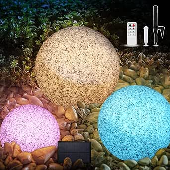 Garden Solar Ball Light, Solar Gazing Balls Marble Light with Remote ...