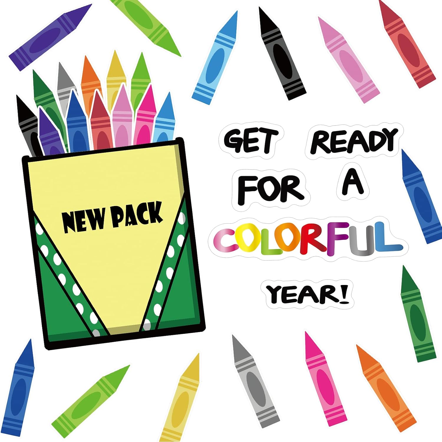 Amazon.com : TaoBary 73 Pcs Crayon Bulletin Board Cutouts Colorful ...