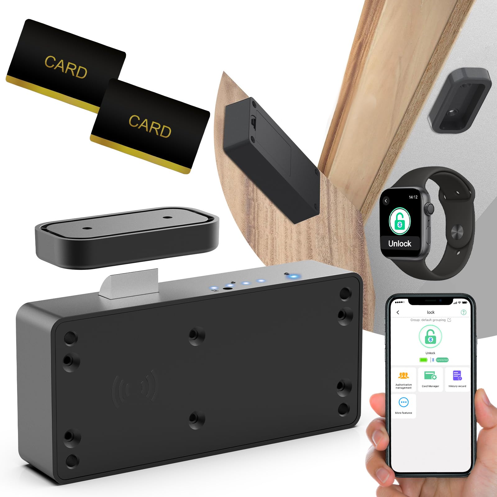 Eseesmart Smart Cabinet Lock, Hidden RFID Keyless Electronic Bluetooth ...