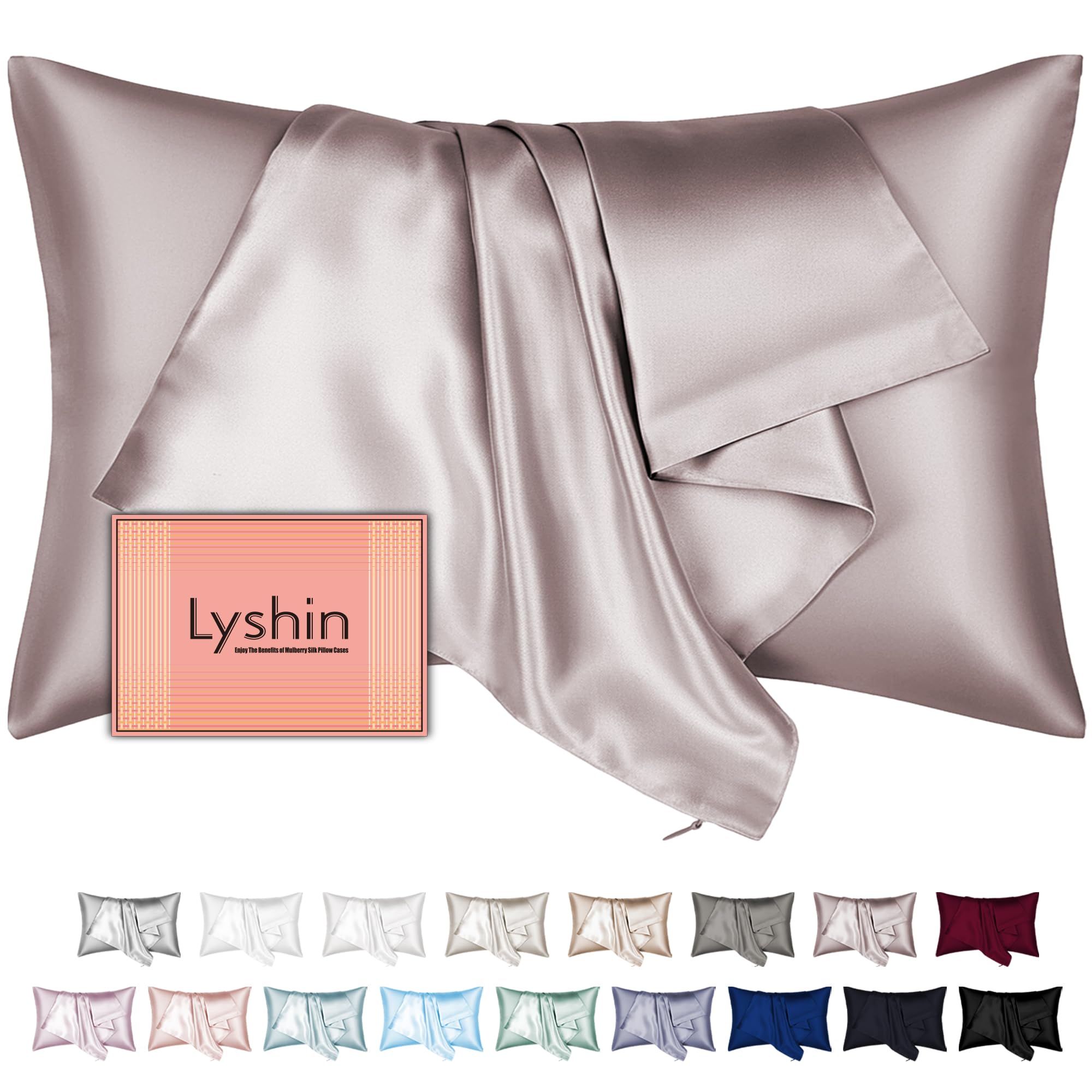 Amazon.com: Mulberry Silk Pillow Cases Standard Size with Hidden Zipper ...