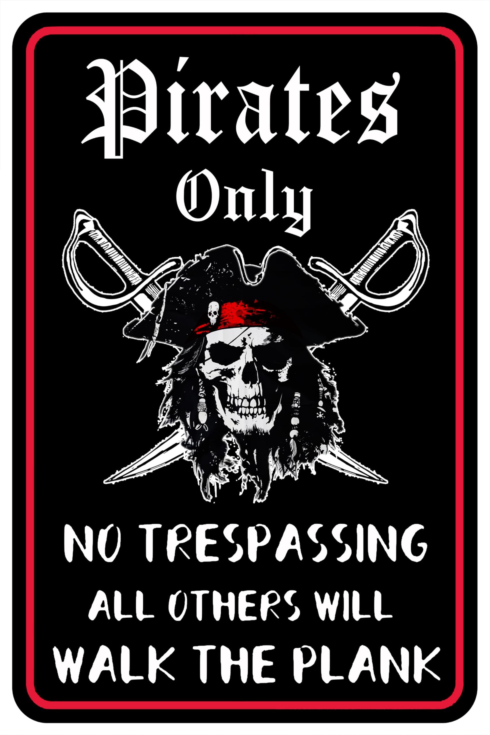 Amazon.com : Pirate Theme Pin Signs Decor 12"x8" Metal Sign Pirates ...
