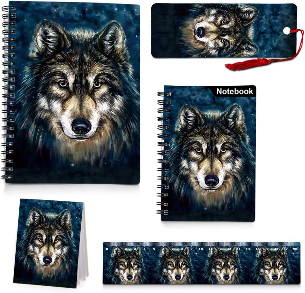 Amazon.com : 3D Kids Wolf Spiral Notebooks,Back to School Supplies,Hard ...