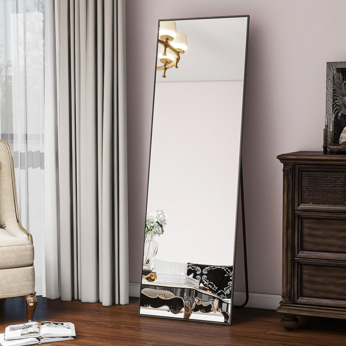 Amazon.com: Koonmi 21"x56" Floor Mirror Full Length, Bedroom Floor Body ...