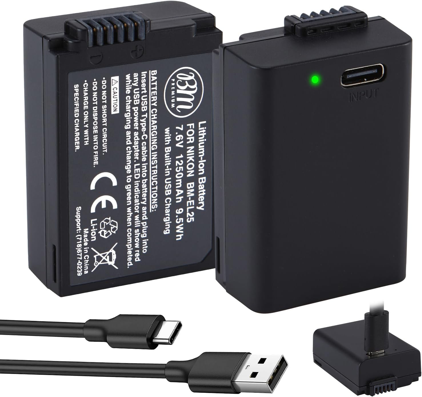 Amazon.com: BM Premium EN-EL25 Battery with Built-in USB-C Charging ...