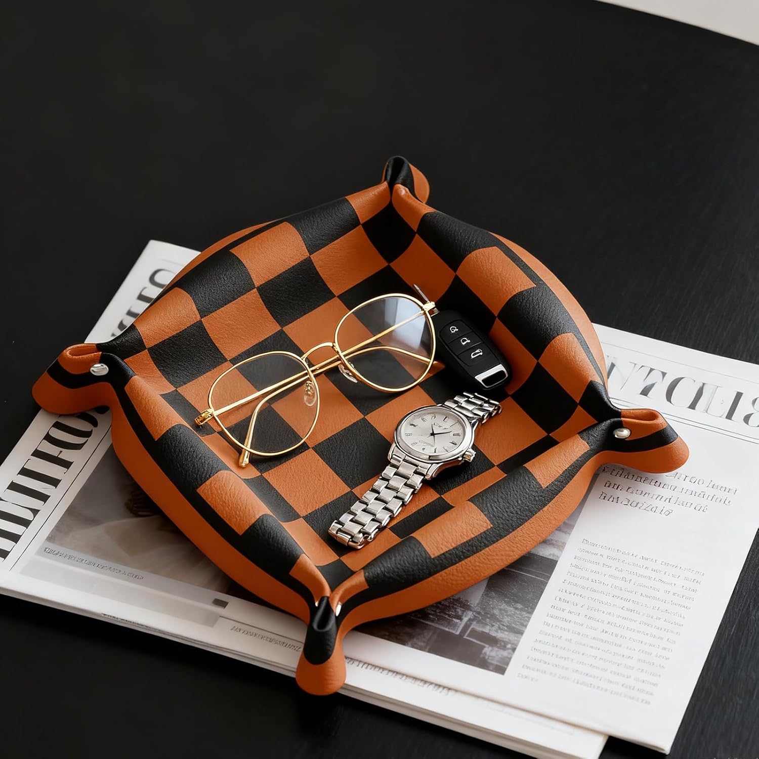 Amazon.com: Cut-Nic Valet Tray for Women and Men, Leather Key Tray ...