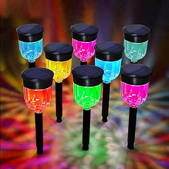 Sunenvoy Solar Pathway Lights, 8 Pack Color Changing Solar Lights for ...